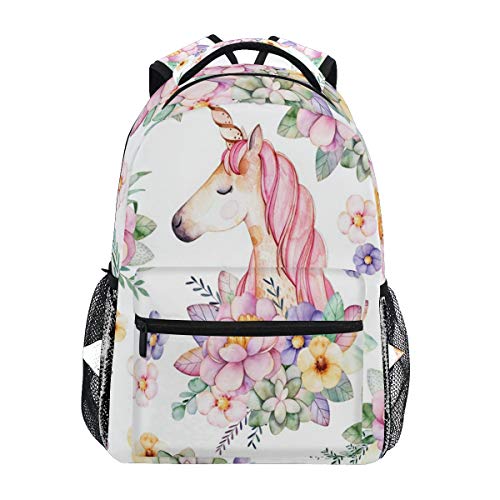 ZZKKO Fantasy Forest Animal Unicorn Boys Girls School Computer Backpacks Book Bag Travel Hiking Camping Daypack (Pink)