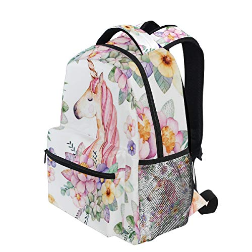 ZZKKO Fantasy Forest Animal Unicorn Boys Girls School Computer Backpacks Book Bag Travel Hiking Camping Daypack (Pink)