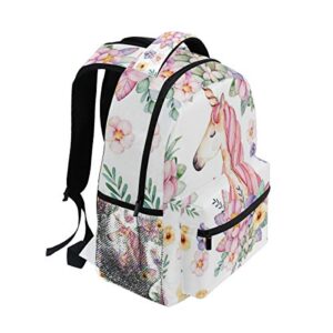 ZZKKO Fantasy Forest Animal Unicorn Boys Girls School Computer Backpacks Book Bag Travel Hiking Camping Daypack (Pink)