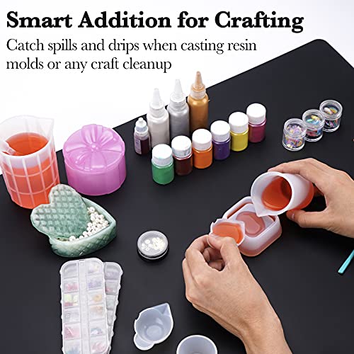 Gartful Silicone Mat for Crafts, 27.5 x 19.6 x 0.06 inches Silicone Pad Sheet Jewelry Resin Casting Mold, Extra Large Heat Resistant Countertop Mat, Non Skid Counter Table Protector, Placemat, Black