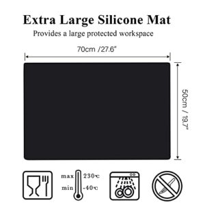 Gartful Silicone Mat for Crafts, 27.5 x 19.6 x 0.06 inches Silicone Pad Sheet Jewelry Resin Casting Mold, Extra Large Heat Resistant Countertop Mat, Non Skid Counter Table Protector, Placemat, Black