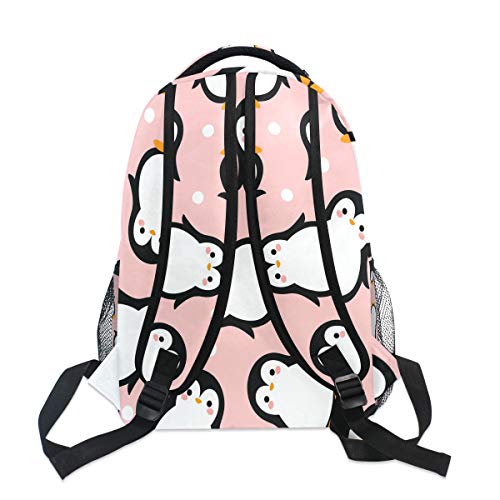 Cute Penguin Backpack for Boys Girls Kids Cartoon Pink Sea Animals Dots Student Bookbag School Bag 14 inch Laptop Backpacks Travel Daypack Shoulder Bag