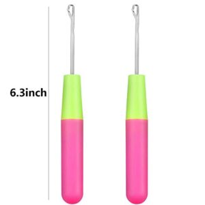 2Pcs Latch Hook Tool, Latch Hook Crochet Needle for Micro Braids, Hair Extension, Feather and Carpet