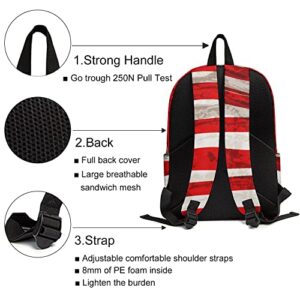 American Flag Basketball School Backpack for Teens Boys Girls Students, 17 Inch Lightweight Middle School Bookbags, Casual Daypack with 15 Inch Laptop Compartment for College, Office or Travel, Red