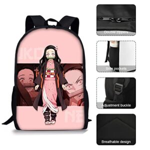 KXQWB Daily Backpack Travel Backpacks With Lunch Bag Pencil Bag Set 3 pcs Set Novelty Anime Backpack B