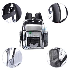 Heavy Duty Clear Backpack with Large Laptop Compartment, See Through Plastic Bookbags for School, Stadium,Security, Sporting (Black)