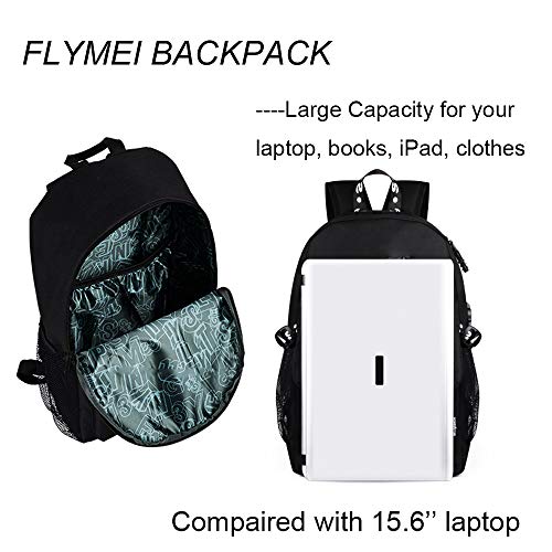 FLYMEI Anime Backpack for Boys, Luminous Backpack for School Cool Bookbags with Shoulder Bag 17'' Laptop Back Pack, Lightweight Travel Bag, Cool Cartoon Backpack for Men