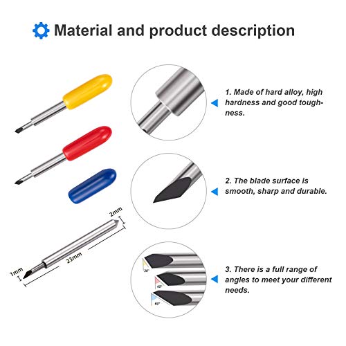 STREWEEK 50PCS Cutting Blades compatible for Cricut Explore Air/Air 2/Air 3/Maker 3, These Fine Point Blades Consist of 10PCS 30°Shallow Cutting Blades,30PCS 45° Standard Blades and 10PCS 60° Deep Cutting Blades