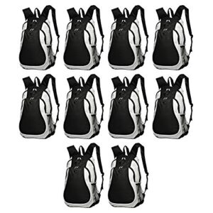 discount promos large sports backpack with mesh pockets set of 10, bulk pack – perfect for school, office, outdoor sports – grey