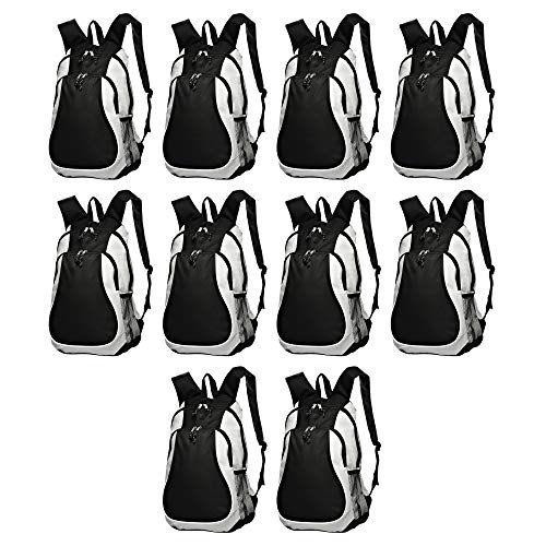 DISCOUNT PROMOS Large Sports Backpack with Mesh Pockets Set of 10, Bulk Pack - Perfect for School, Office, Outdoor Sports - Grey