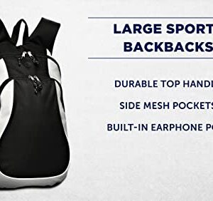 DISCOUNT PROMOS Large Sports Backpack with Mesh Pockets Set of 10, Bulk Pack - Perfect for School, Office, Outdoor Sports - Grey