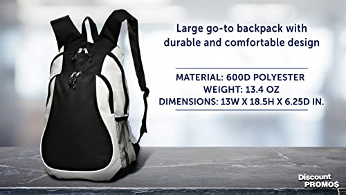 DISCOUNT PROMOS Large Sports Backpack with Mesh Pockets Set of 10, Bulk Pack - Perfect for School, Office, Outdoor Sports - Grey