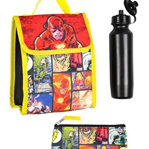 DC Comics The Flash 16" Backpack Cinch Bag Water Bottle Lunch Tote 5 Pc Set