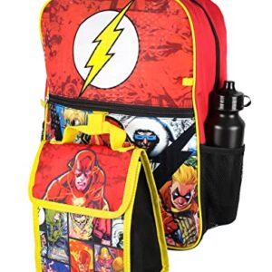 DC Comics The Flash 16" Backpack Cinch Bag Water Bottle Lunch Tote 5 Pc Set