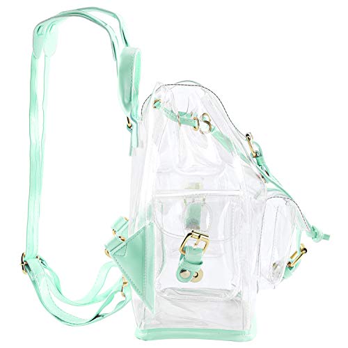 Zicac Summer Clear Backpack Cute Knapsack Satchel Transparent Stadium Approved Backpack (Green)