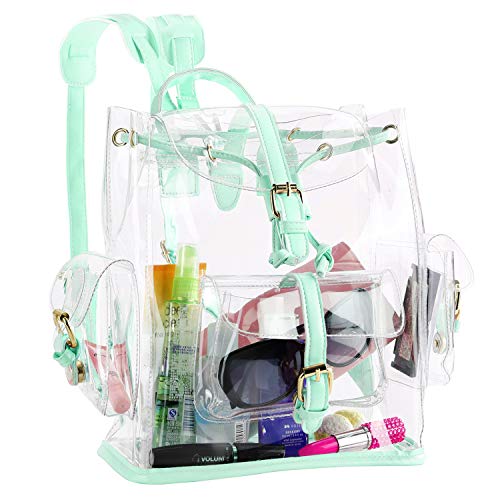 Zicac Summer Clear Backpack Cute Knapsack Satchel Transparent Stadium Approved Backpack (Green)