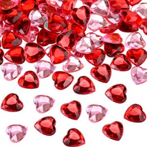 red/pink acrylic heart for valentines day, wedding heart table scatter decoration, flat back heart rhinestones, 0.5 inch (100)