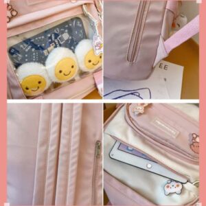 MeganJDesigns Kawaii Backpack Comes with Kawaii Duck Pendant, gift for back to School, Travel Daypack Shoulder Bag Girls (Pink)