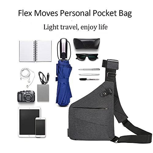 VUUEAN Personal flex bag,Anti-thief Slim Sling Bag Personal Pocket Bag,Multipurpose Crossbody Backpack for Outdoor (Black-2)