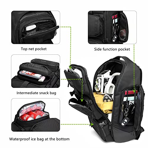 VABAMEES Large Travel Backpack, Travel Backpack with Thermal Bag and USB Port, Waterproof Business Travel Backpack , Fits 16" Laptops, Suitable for Business Travel/Air Travel/Hiking, Black