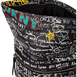 DKNY Women's Multipurpose Fashion Backpack, Black Iconic Graffiti Tilly, One Size