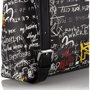 DKNY Women's Multipurpose Fashion Backpack, Black Iconic Graffiti Tilly, One Size