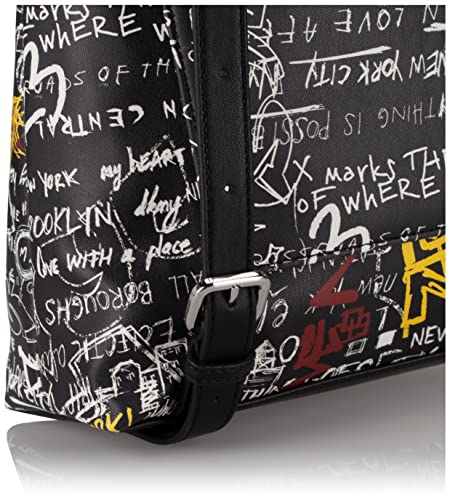 DKNY Women's Multipurpose Fashion Backpack, Black Iconic Graffiti Tilly, One Size