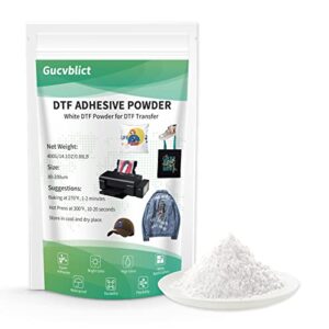 dtf powder white digital transfer hot melt adhesive 400g / 14.1oz, dtf pretreat powder for all fabric, direct to film matte dtf powder glue for sublimation work with dtf dtg printers dtf pet film dtf ink.