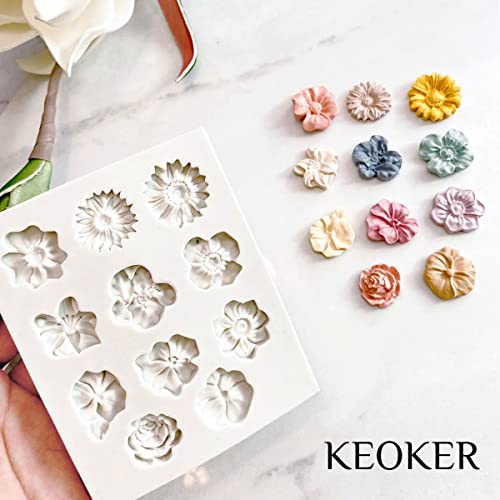 KEOKER Flower Polymer Clay Molds - 1 Pcs Polymer Clay Molds for Jewelry Making, Polymer Clay Molds for Polymer Clay Earrings Decoration (Medium Flower)