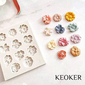 KEOKER Flower Polymer Clay Molds - 1 Pcs Polymer Clay Molds for Jewelry Making, Polymer Clay Molds for Polymer Clay Earrings Decoration (Medium Flower)