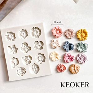 KEOKER Flower Polymer Clay Molds - 1 Pcs Polymer Clay Molds for Jewelry Making, Polymer Clay Molds for Polymer Clay Earrings Decoration (Medium Flower)