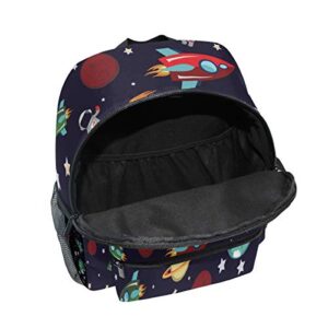 OREZI Outer Space Rocket Planets Star Astronaut Toddler Backpack for Boys Girls,Kid's Backpack Schoolbags for Kindergarten Preschool Toddler Travel Bag Snack Bag With Chest Clip