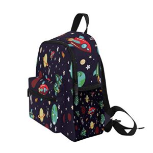 OREZI Outer Space Rocket Planets Star Astronaut Toddler Backpack for Boys Girls,Kid's Backpack Schoolbags for Kindergarten Preschool Toddler Travel Bag Snack Bag With Chest Clip