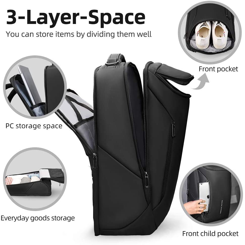 Mark Ryden Laptop Backpack for Men,17.3 Inch Large Capacity Business Backpack,Waterproof Travel Backpack with USB Charging Port (YKK-3 Pocket)