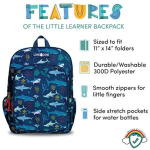 Lone Cone Kids' Backpacks for Boys & Girls, Sizes for Preschool Through Elementary, Shark School, Kit (15" Backpack w/ Lunch Box)