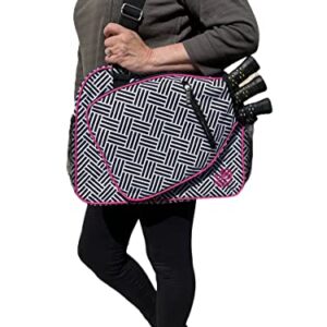 Pickleball - "Unrivaled" - Designer Women's Premium Side-Pocket Duffle Bag | Made Exclusively For Pickleball! | Includes a fitted a "paddle case" specifically designed to store and protect your pickleball paddles.