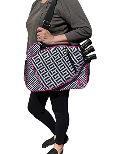 Pickleball - "Unrivaled" - Designer Women's Premium Side-Pocket Duffle Bag | Made Exclusively For Pickleball! | Includes a fitted a "paddle case" specifically designed to store and protect your pickleball paddles.