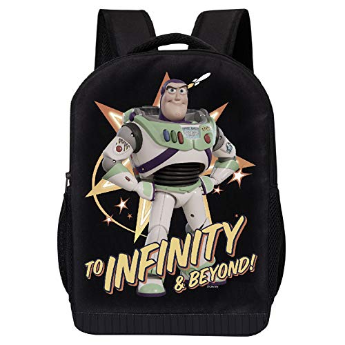 Disney Toy Story Black Packpack - Buzz Lightyear, Woody, Forky - 17 Inch Air Mesh Padded Bag (Buzz Lightyear)