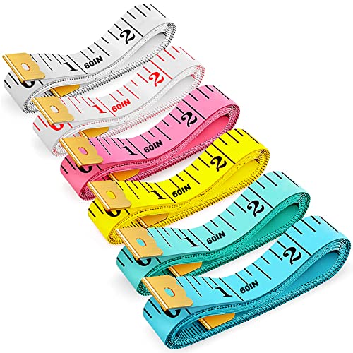 6 Packs Soft Body Tape Measure Measuring Tape for Body Double Scale Small Fabric Sewing Tailor Cloth Waist Pink Measuring Tape Measure for Body Measurements Weight Loss, 150cm/60inch