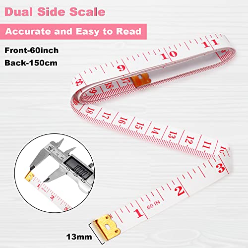 6 Packs Soft Body Tape Measure Measuring Tape for Body Double Scale Small Fabric Sewing Tailor Cloth Waist Pink Measuring Tape Measure for Body Measurements Weight Loss, 150cm/60inch