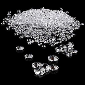 teeliy 1000pcs clear 0.4inch fake plastic diamonds for vase fillers table scatters, acrylic crystals diamond gems beads for craft decoration weddding table scattering birthday deco (clear)