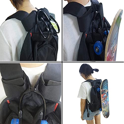 Backpack Shoulder Strap Hooks Backpack Hanger with Strap Mount Backpack Attachment Carrier Skateboard Carry for Longboard Skateboard Backpack Bag Carrier - No Backpack