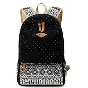 Canvas Dot Backpack Cute Lightweight Teen Girls Backpacks School Shoulder Bags Backpack 4pcs