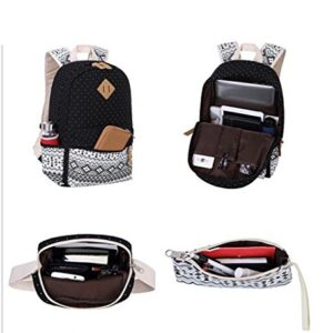 Canvas Dot Backpack Cute Lightweight Teen Girls Backpacks School Shoulder Bags Backpack 4pcs