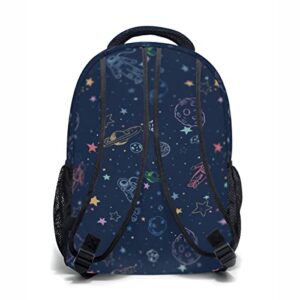 Colorful Space Star Galaxy Planet and Astronaut Holiday Leisure 17 Inch Work Backpack, Lightweight Travel Outdoor School And College Bookbag for Men and Women Teen Gifts