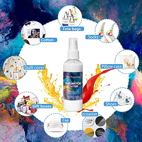 𝟮𝟬𝟮𝟯 𝗡𝗲𝘄 Sublimation Coating Spray for Cotton Shirts, All Fabric Including Polyester, Carton, Canvas, Tote Bag, Super Adhesion & Quick Dry with High Gloss Vibrant Colors 1pcsX100ml