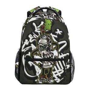 moyyo graffiti character spray paint monster school backpack college bookbag casual lightweight travel camping laptop daypack for teens girl boy women men