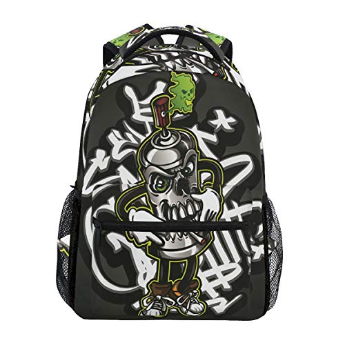 MOYYO Graffiti Character Spray Paint Monster School Backpack College Bookbag Casual Lightweight Travel Camping Laptop Daypack for Teens Girl Boy Women Men