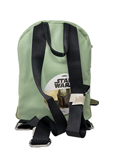 U.P.D., Inc. Star Wars The Child with Yoda Ears Mini Deluxe Backpack - Leather Bag with Front Pocket and Keychain, Perfect Backpack for Teens and Kids - 10 Inch