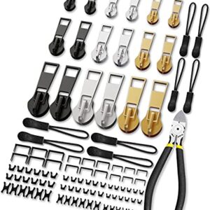 Zipper Repair Kit, Upgraded Zipper Replacement Slider Kit (99 PCS), Include Zipper Pull Replacement, Instant Zipper Plier, Easy Install, Zipper Fix Kit for Jacket Backpack Luggage (3 Sizes: #3, 5, 8)